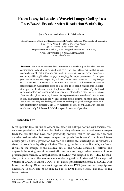 (PDF) From Lossy to Lossless Wavelet Image Coding in a Tree-Based ...