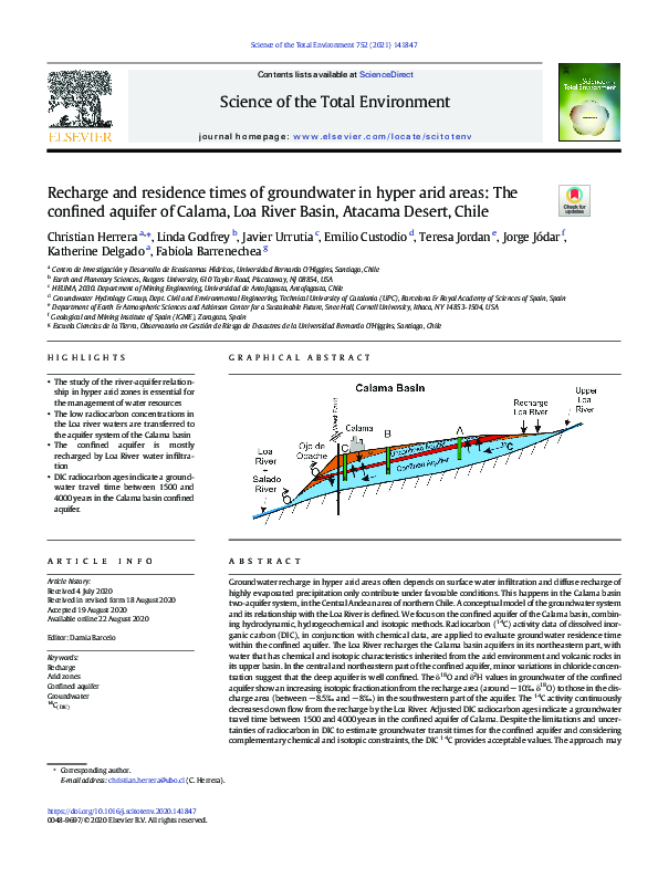 (PDF) Recharge and residence times of groundwater in hyper arid areas ...
