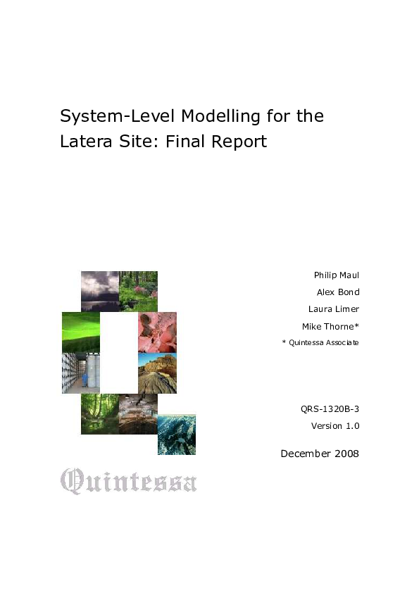 (PDF) System-Level Modelling for the Latera Site: Final Report