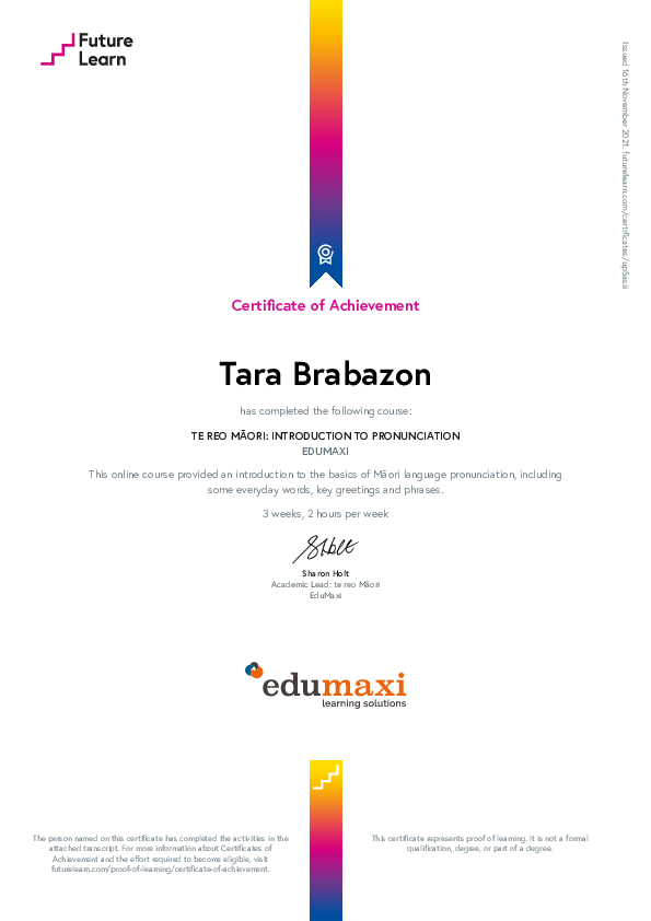 (PDF) Te reo maori certificate of achievement