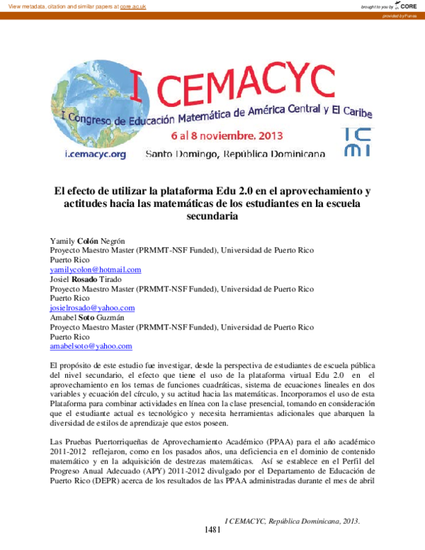 (PDF) El efecto de utilizar la plataforma Edu 2.0 en el aprovechamiento ...