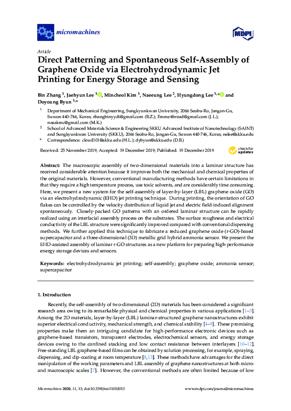 (PDF) Direct Patterning and Spontaneous Self-Assembly of Graphene Oxide ...