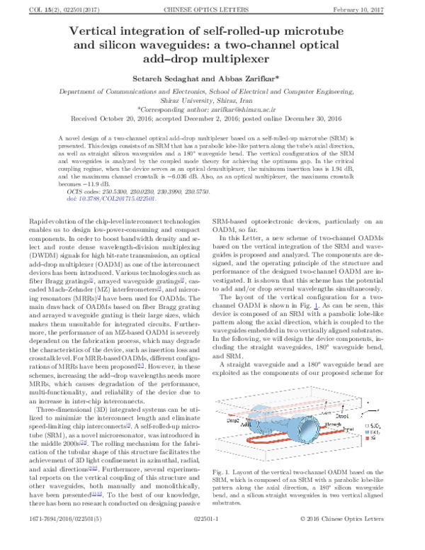 (PDF) Vertical integration of self-rolled-up microtube and silicon waveguides: a two-channel ...