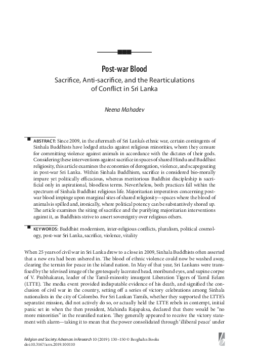(PDF) Post-war Blood: Sacrifice, Anti-sacrifice, and the ...