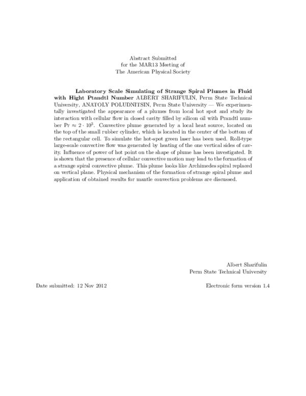 (PDF) Laboratory Scale Simulating of Strange Spiral Plumes in Fluid ...