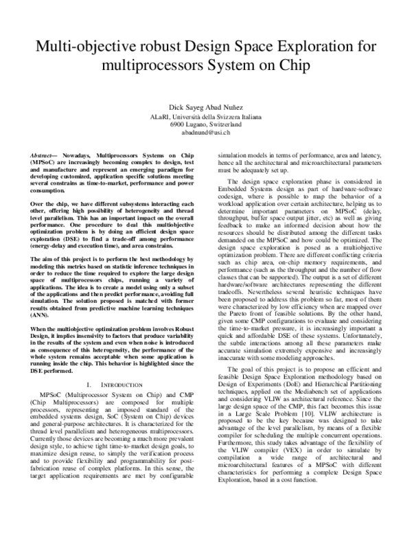 (PDF) Multi-objective robust Design Space Exploration for multiprocessors System on Chip
