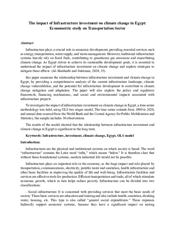 (PDF) The impact of Infrastructure investment on climate change in ...