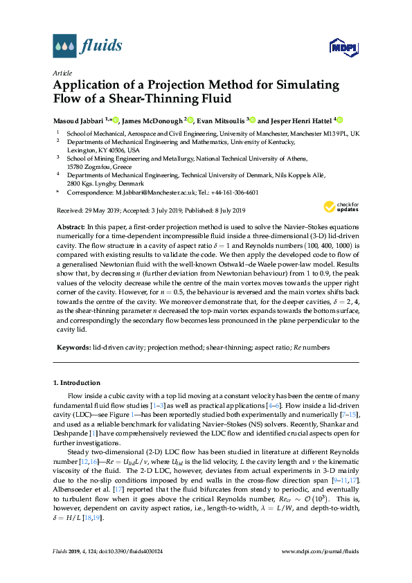 (PDF) Application of a Projection Method for Simulating Flow of a Shear ...
