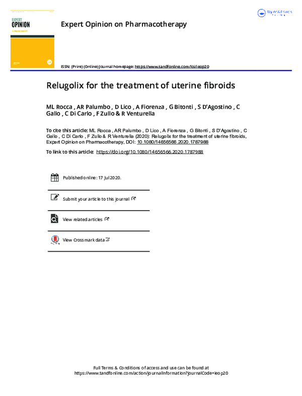 (PDF) Relugolix for the treatment of uterine fibroids
