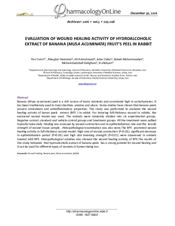 (PDF) Evaluation of Wound Healing Activity of Hydroalcoholic Extract of ...