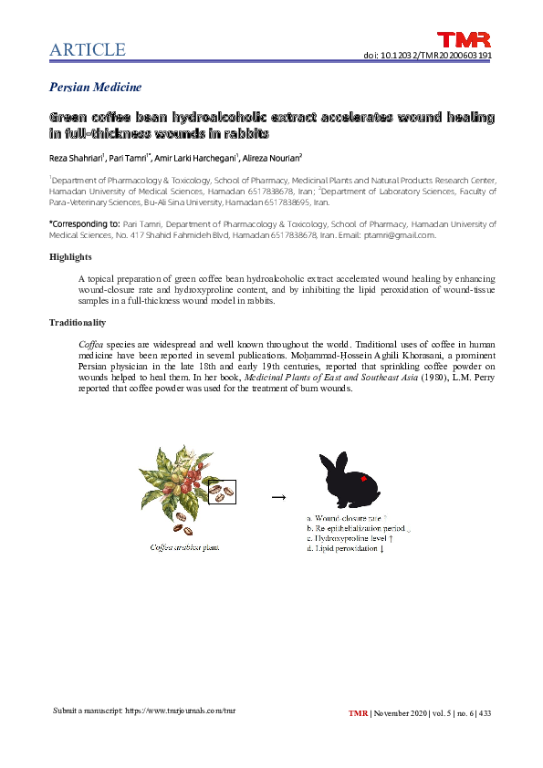 (PDF) Green coffee bean hydroalcoholic extract accelerates wound ...