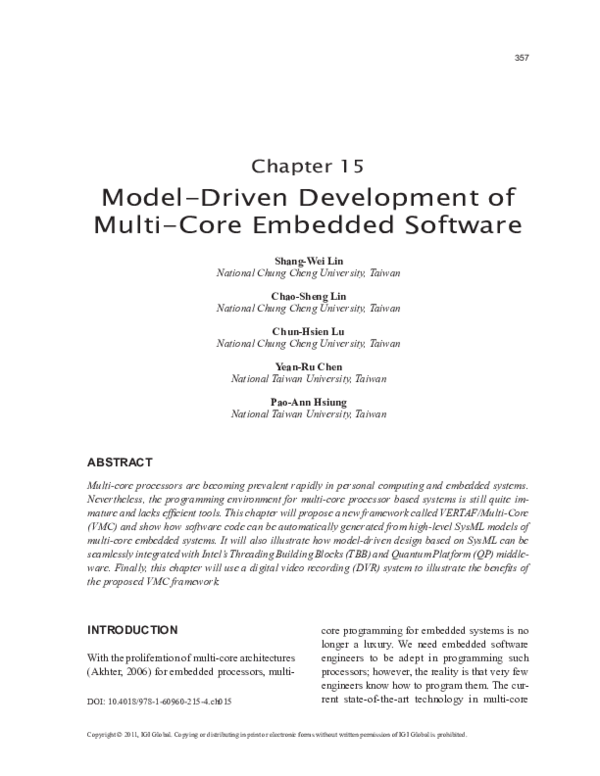 Pdf Model Driven Development Of Multi Core Embedded Software