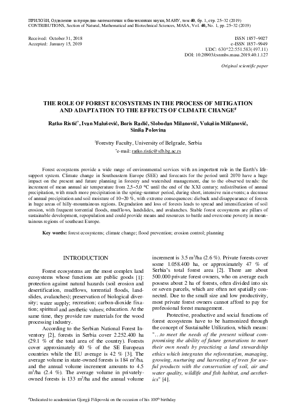 (PDF) The Role of Forest Ecosystems in the Process of Mitigation and ...