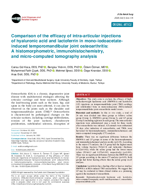 (PDF) Comparison of the efficacy of intra-articular injections of hyaluronic acid and ...