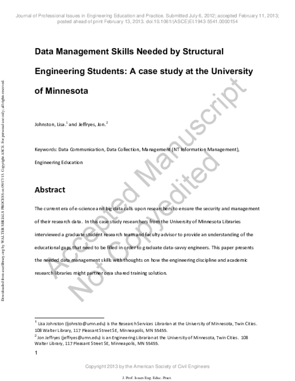 (PDF) Data Management Skills Needed by Structural Engineering Students ...