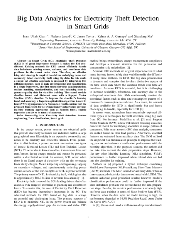 (PDF) Big Data Analytics for Electricity Theft Detection in Smart Grids