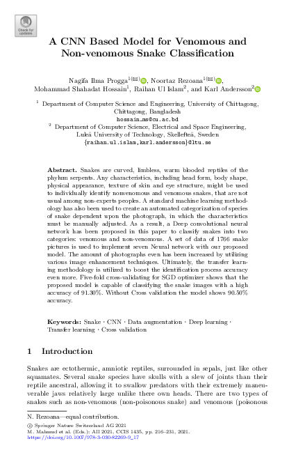 (PDF) A CNN Based Model for Venomous and Non-venomous Snake Classification