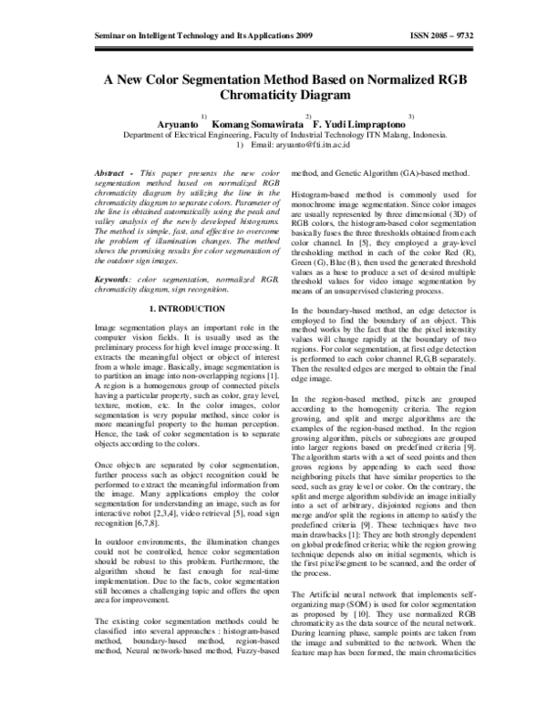 Pdf A New Color Segmentation Method Based On Normalized Rgb