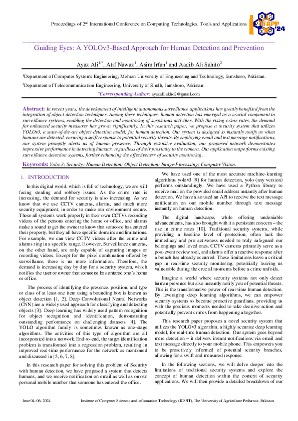 (PDF) Guiding Eyes: A YOLOv3-Based Approach for Human Detection and Prevention