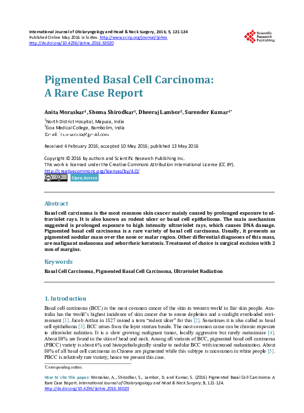 (PDF) Pigmented Basal Cell Carcinoma: A Rare Case Report