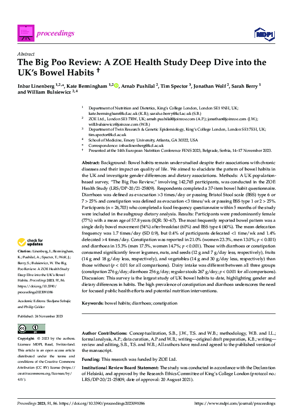 (PDF) The Big Poo Review: A ZOE Health Study Deep Dive into the UK’s ...