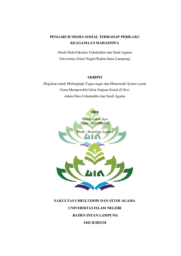 (PDF) PENGARUH MEDIA SOSIAL TERHADAP PERILAKU KEAGAMAAN MAHASISWA (Studi Pada Fakultas ...