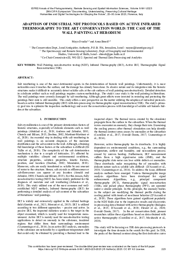 (PDF) Adaption of Industrial NDT Protocols Based on Active Infrared Thermography to the Art ...