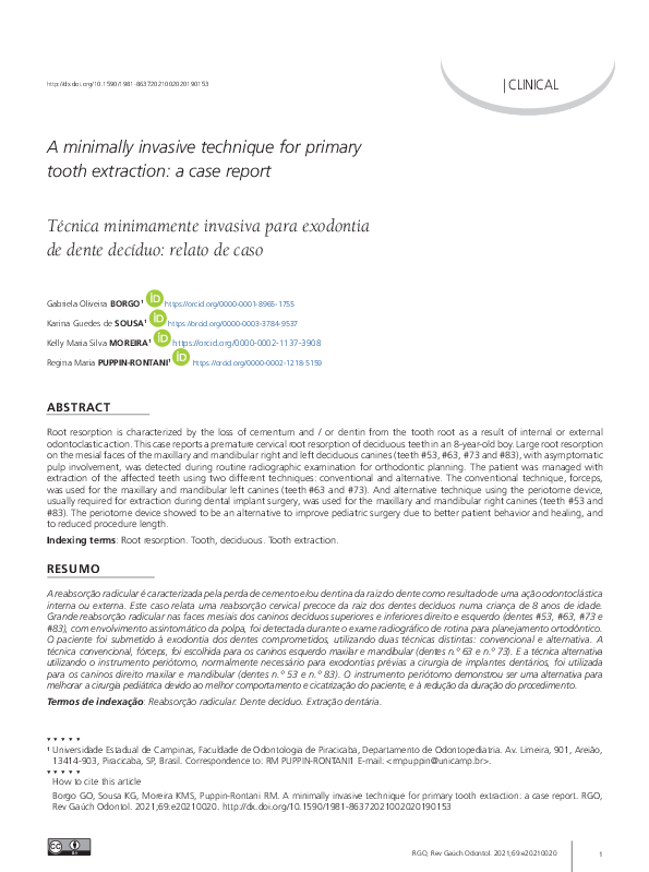 (PDF) A minimally invasive technique for primary tooth extraction: a ...