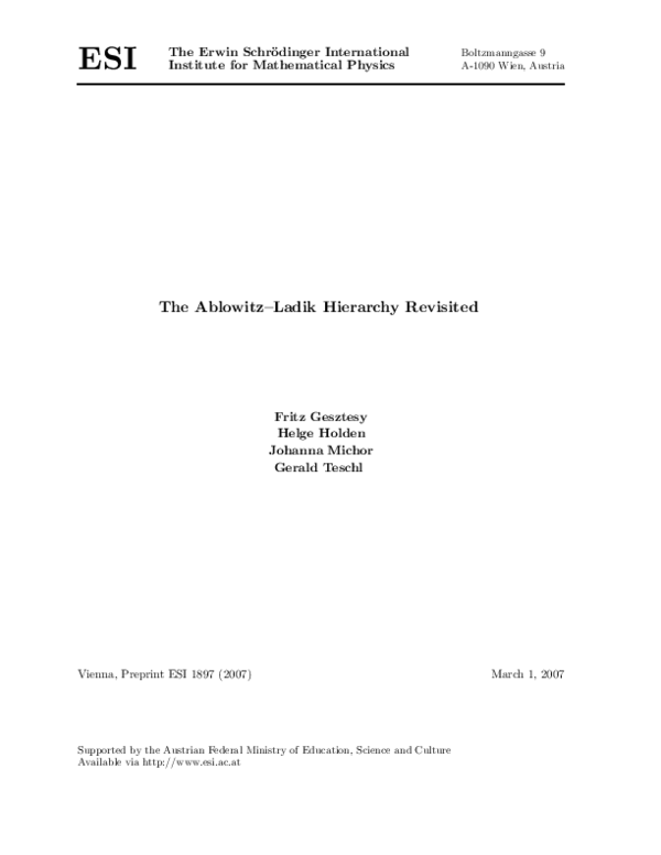 (PDF) The Ablowitz-Ladik Hierarchy Revisited