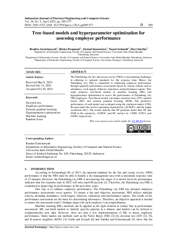 (PDF) Tree-based models and hyperparameter optimization for assessing employee performance