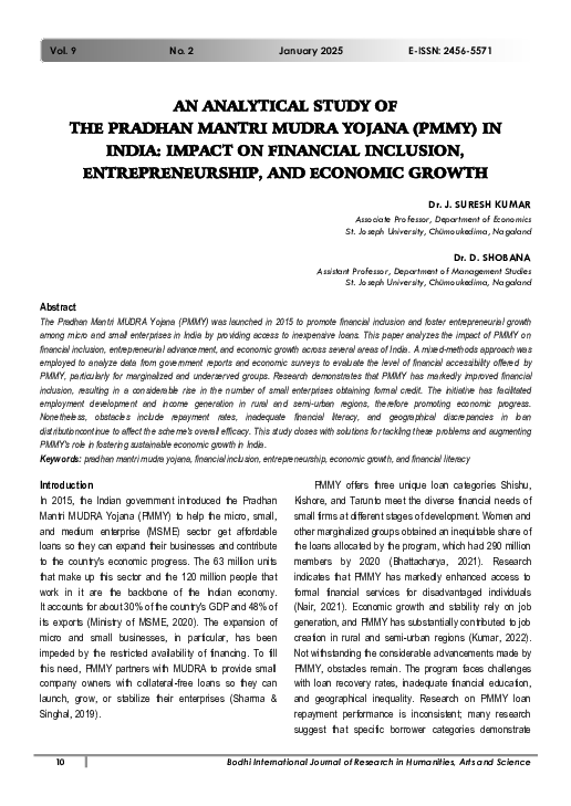 (PDF) AN ANALYTICAL STUDY OF THE PRADHAN MANTRI MUDRA YOJANA (PMMY) IN ...