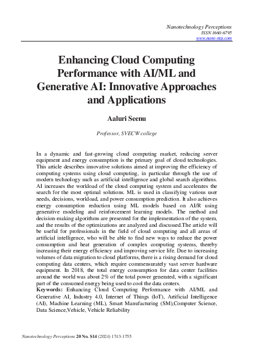 (PDF) Enhancing Cloud Computing Performance with AI/ML and Generative AI: Innovative Approaches ...