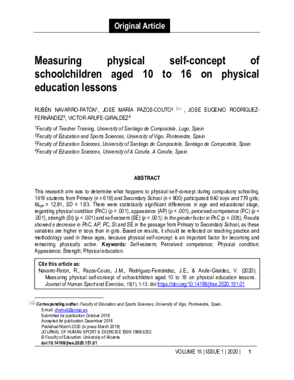 (PDF) Measuring physical self-concept of schoolchildren aged 10 to 16 ...