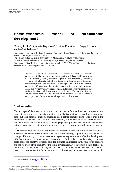 (PDF) Socio-economic model of sustainable development