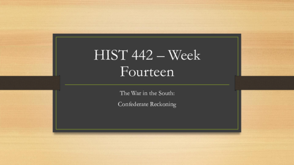 (PDF) The Old South - Lecture Thirteen - "The War in the South ...