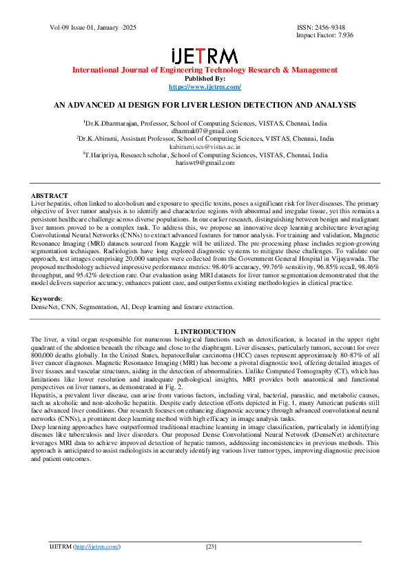 (PDF) AN ADVANCED AI DESIGN FOR LIVER LESION DETECTION AND ANALYSIS