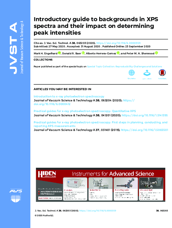 (PDF) Introductory guide to backgrounds in XPS spectra and their impact ...