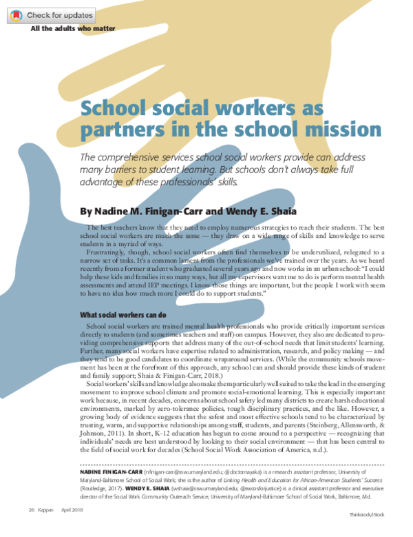 (PDF) School social workers as partners in the school mission