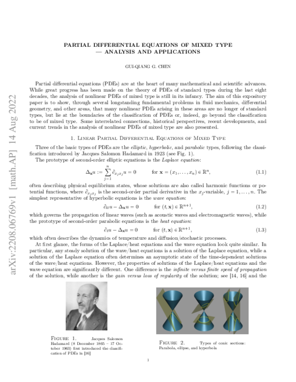 (PDF) Partial Differential Equations of Mixed Type: Analysis and ...