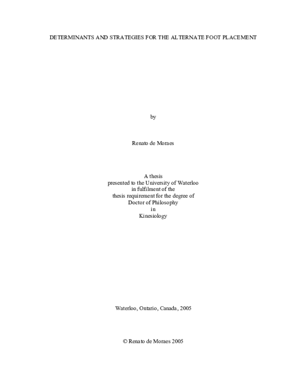 (PDF) Determinants and Strategies for the Alternate Foot Placement