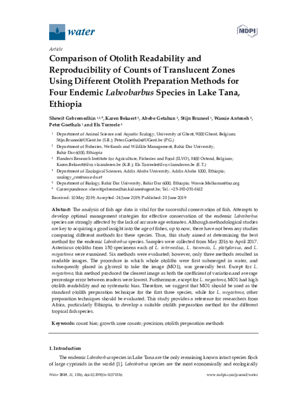 (PDF) Comparison of Otolith Readability and Reproducibility of Counts of Translucent Zones Using ...