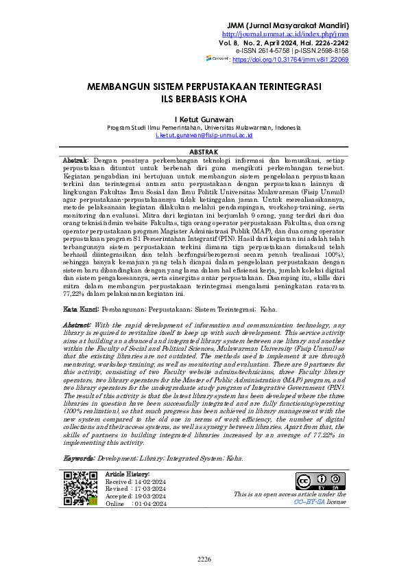 (PDF) Membangun Sistem Perpustakaan Terintegrasi Ils Berbasis Koha