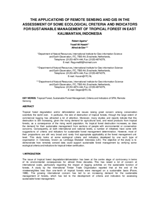(PDF) The application of remote sensing and GIS in the assessment of ...