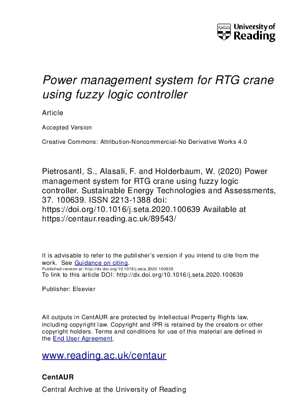 (PDF) Power management system for RTG crane using fuzzy logic controller