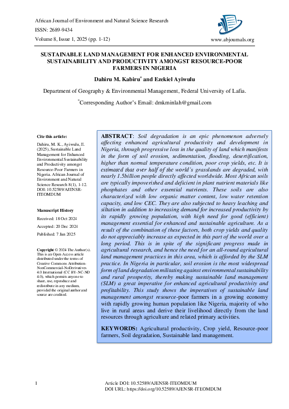 (PDF) SUSTAINABLE LAND MANAGEMENT FOR ENHANCED ENVIRONMENTAL ...