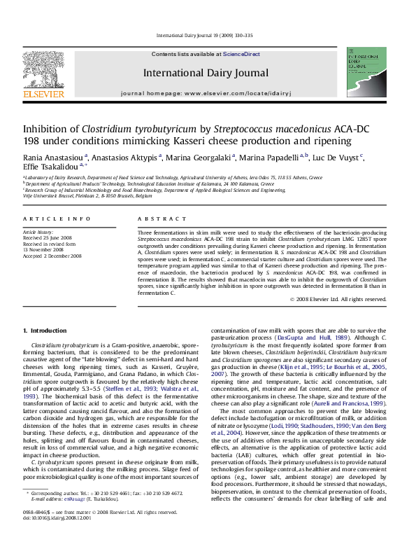 (PDF) Inhibition of Clostridium tyrobutyricum by Streptococcus ...