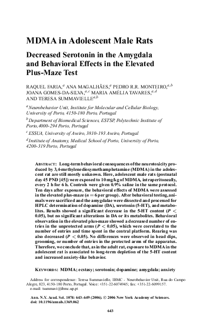 (PDF) MDMA in Adolescent Male Rats