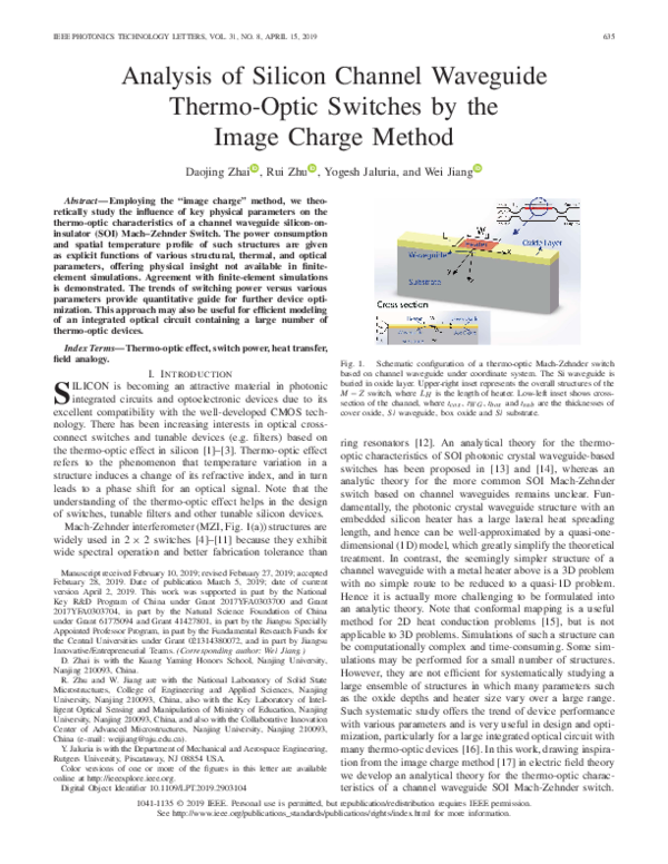 (PDF) Analysis of Silicon Channel Waveguide Thermo-Optic Switches by the Image Charge Method