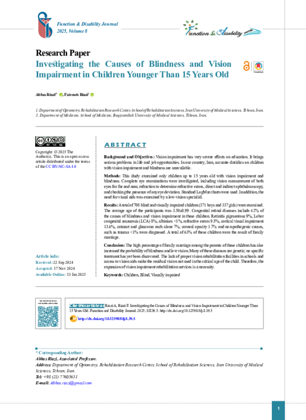 (PDF) Investigating the Causes of Blindness and Vision Impairment in ...