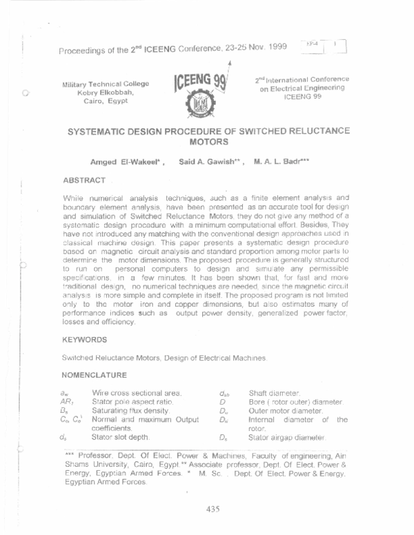 (PDF) Systematic Design Procedure of Switched Reluctance Motors